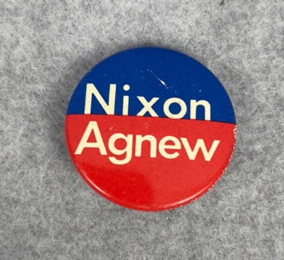 VINTAGE 1968 Nixon Agnew Presidential Election Pinback Round Campaign ...