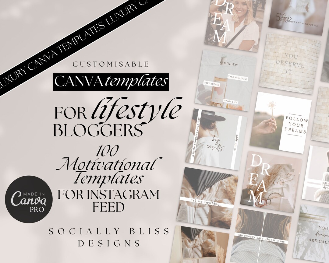 100 Blogger Motivational Instagram Templates 100 Feed Templates Social ...