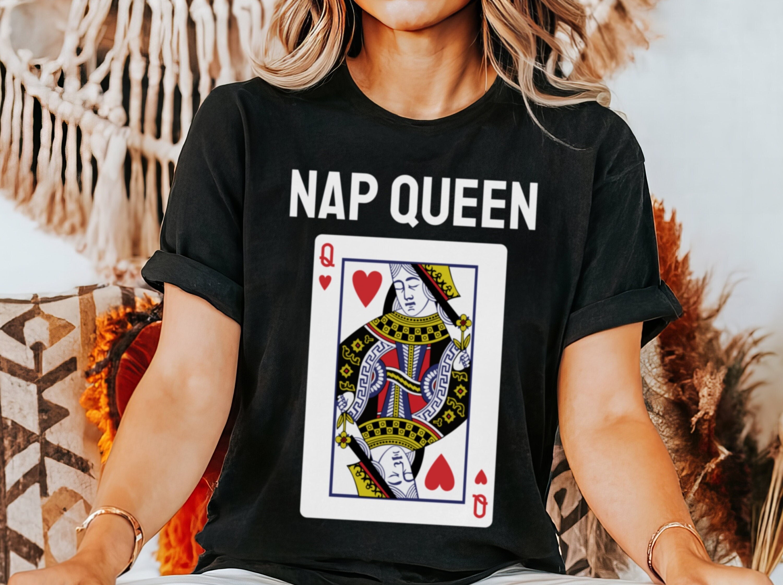 Nap Queen Sleep Tshirt Playing Card Queen T-shirt for Lazy Day Nap Time ...