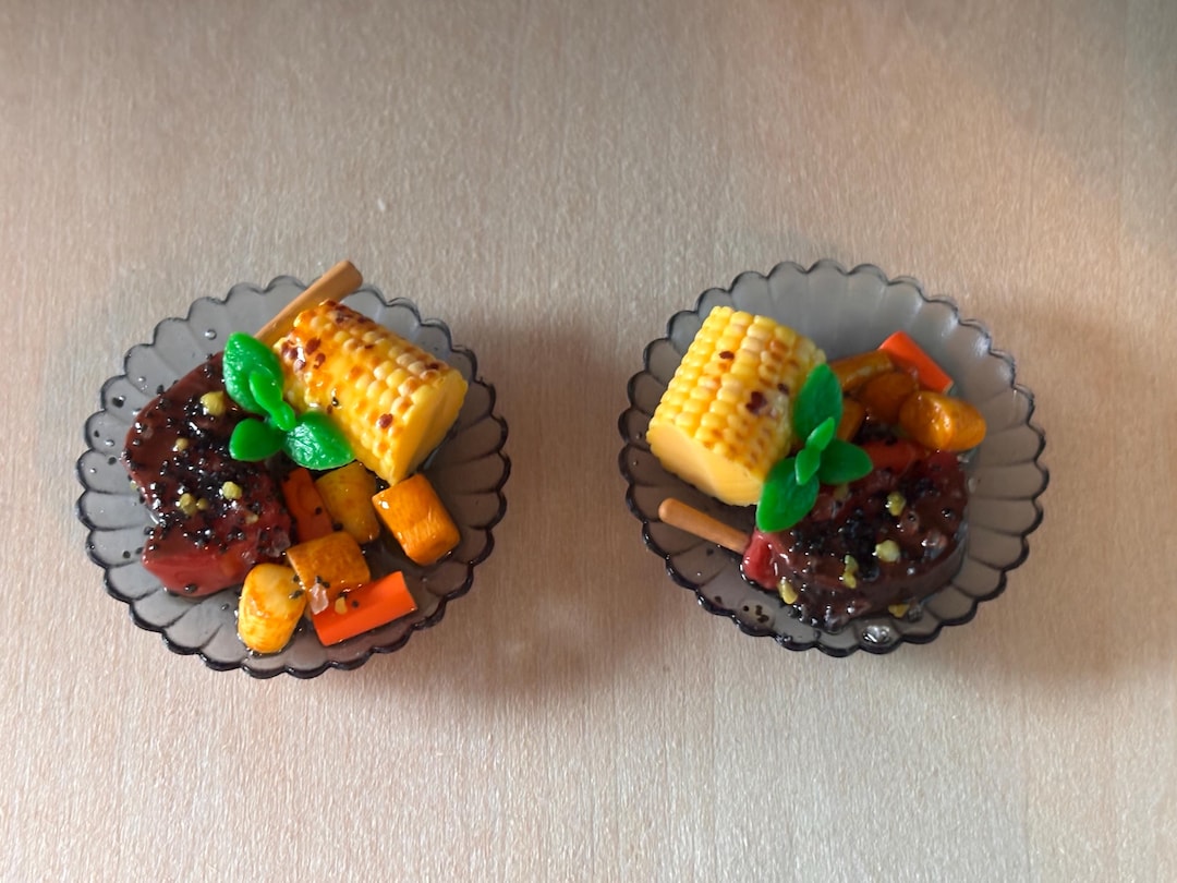 Lamb Chop Dinner for 2 With Corn Potatoes Carrots Family Meal Set | 1:6 ...
