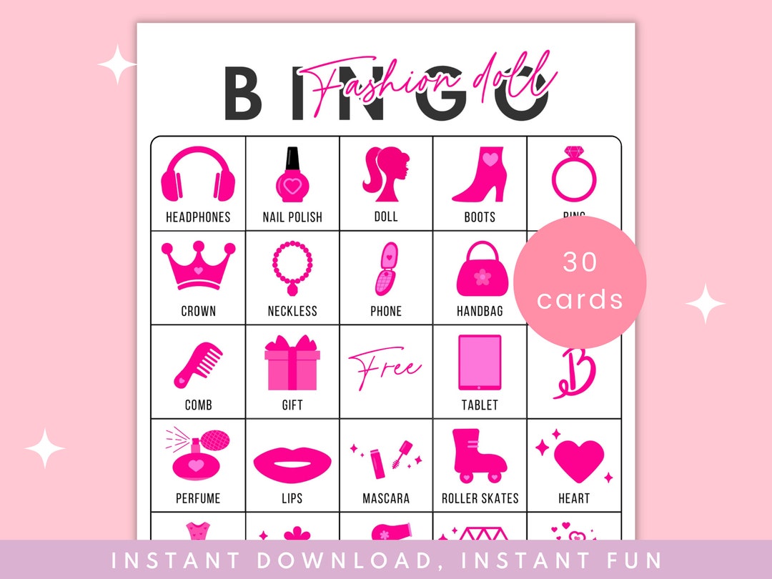 Printable Pink Bingo Cards: Ideal for Girl Birthday Parties ...