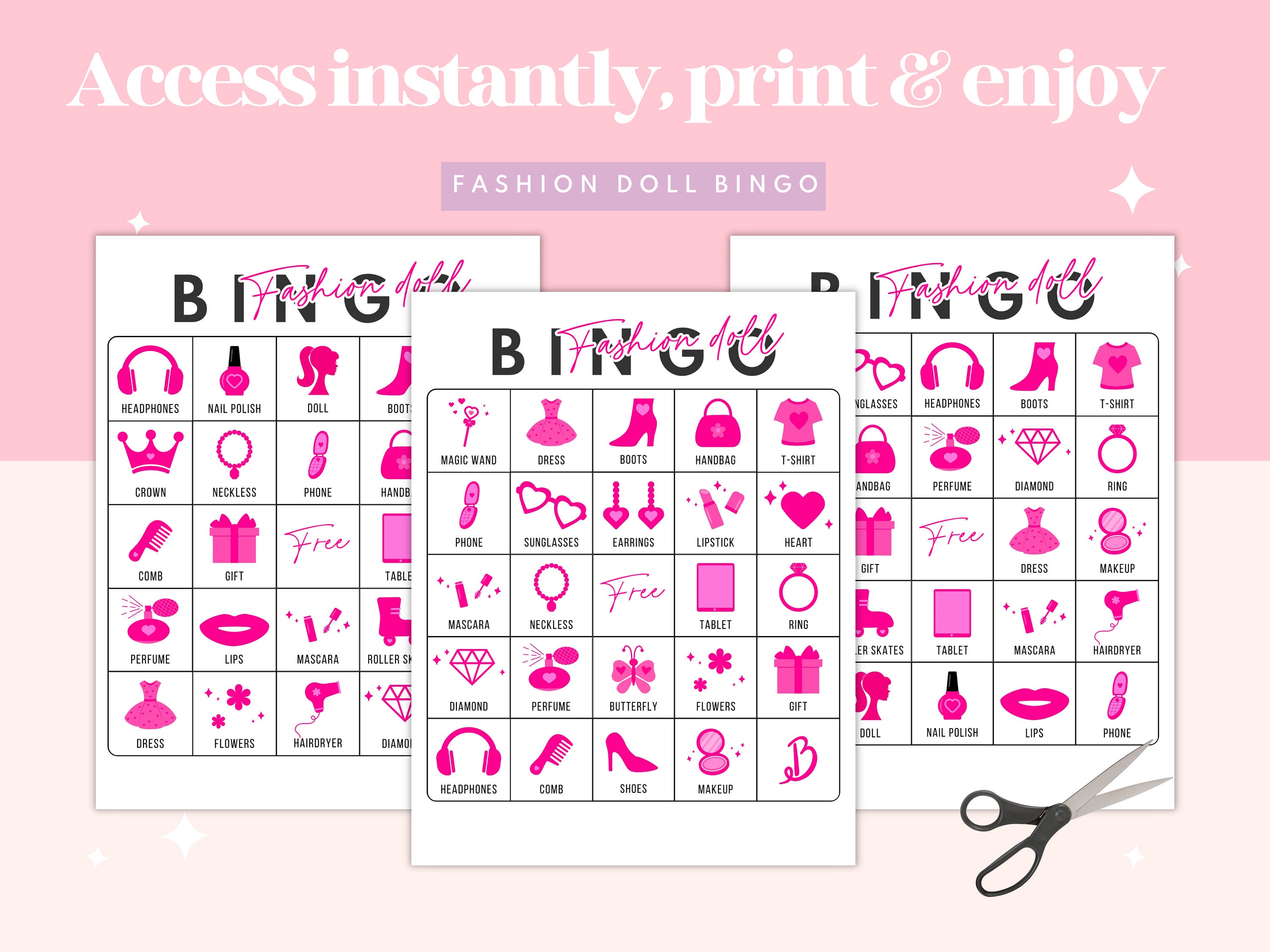 Printable Pink Bingo Cards: Ideal for Girl Birthday Parties ...