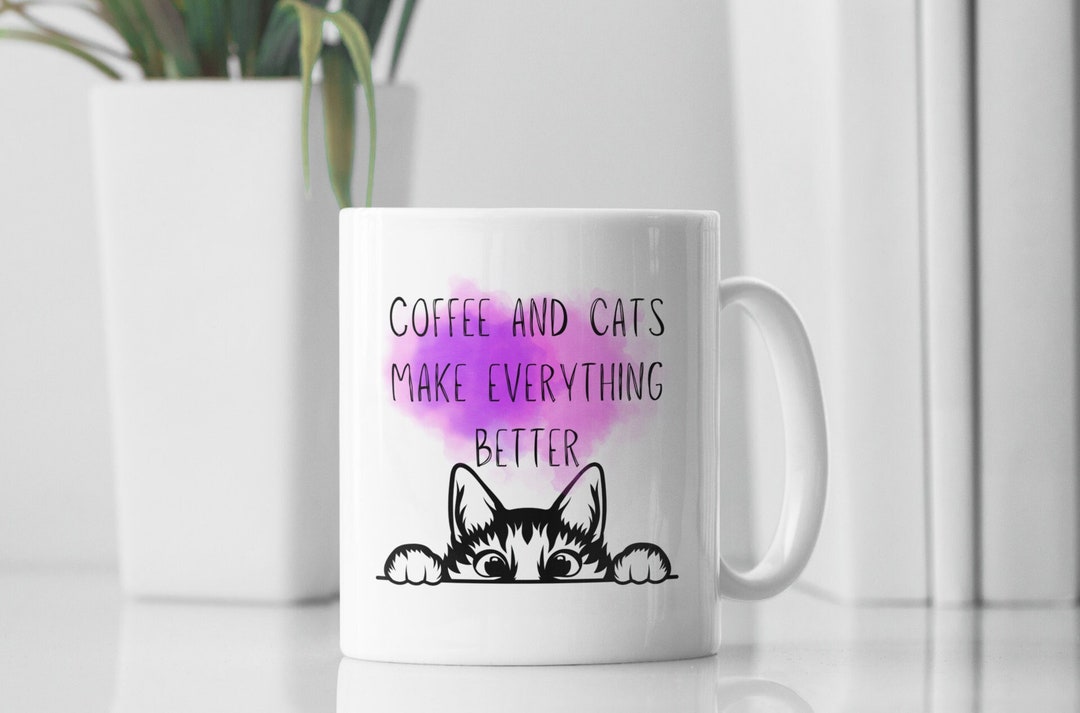Peeking Cat Mug, Peeking Cat Gift, Cute Mug, Cat Lovers Gift, Cat Mom ...