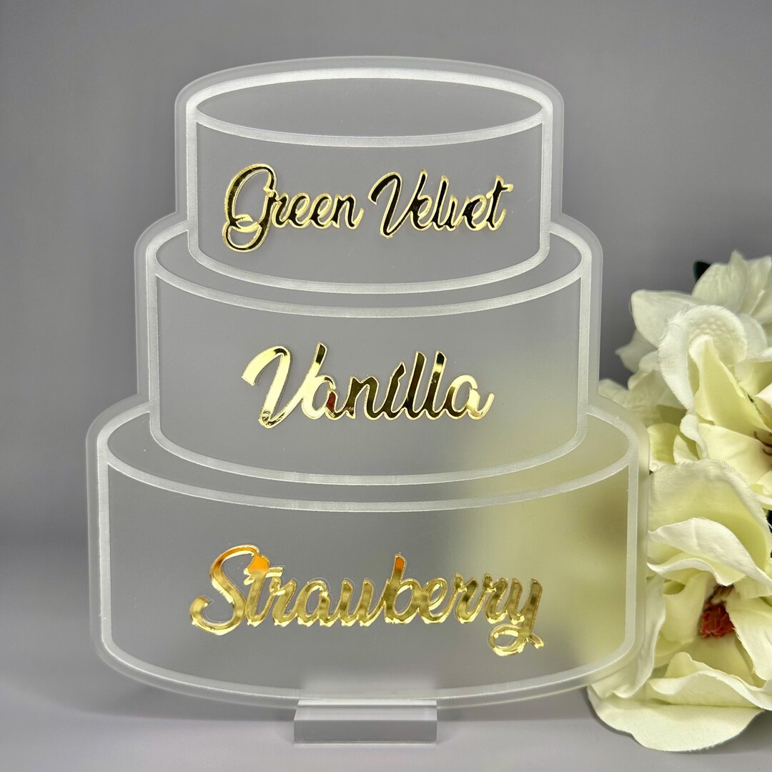 Acrylic Cake Flavor Signs Wedding Cake Tier Sign Cake Display Signs ...