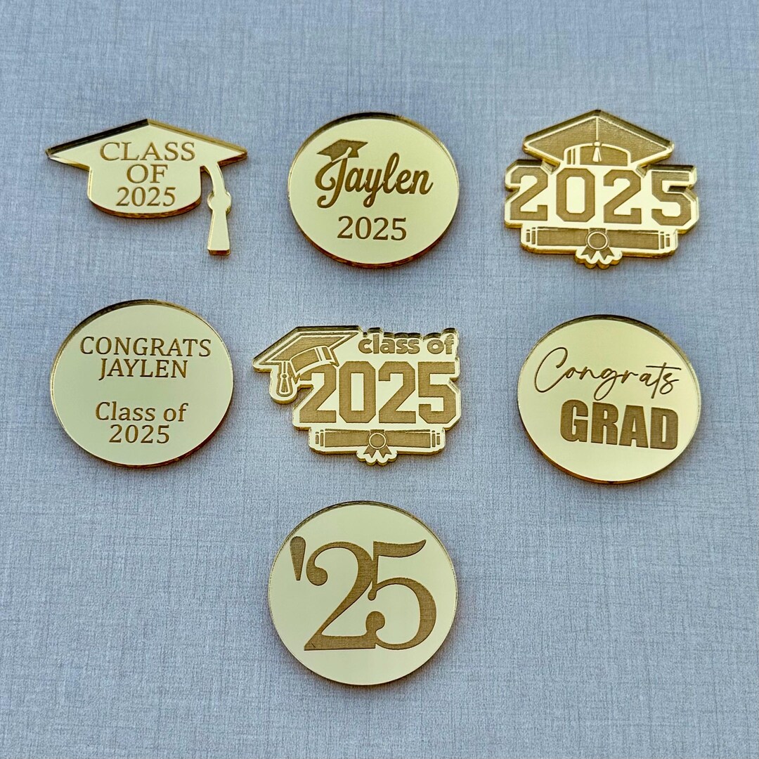 2025 Graduation Cupcake Toppers | Mirrored Engraved Graduation Cupcake ...