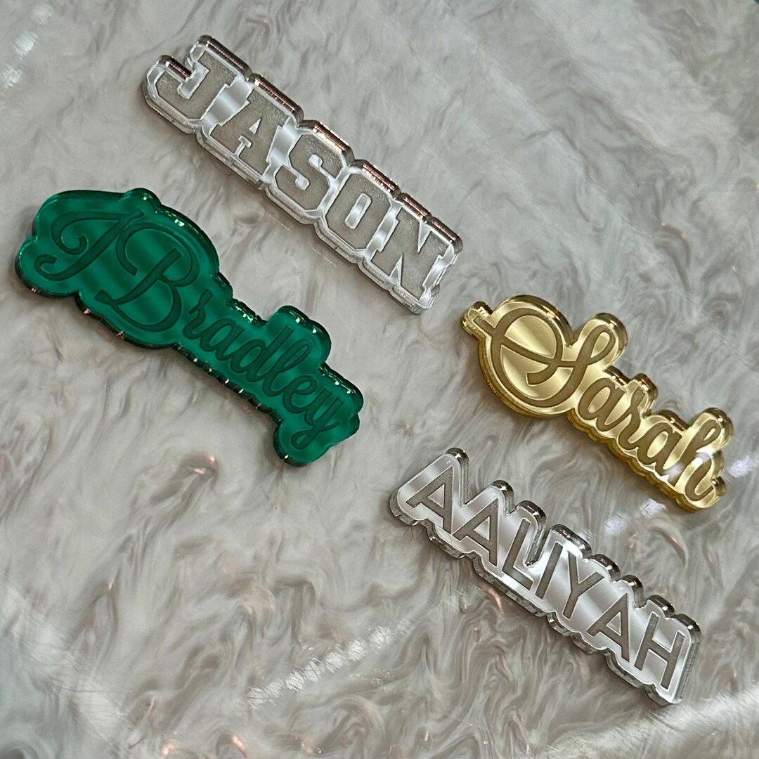 Mirrored Engraved Name Cupcake Toppers | Custom Name Toppers | Cake ...