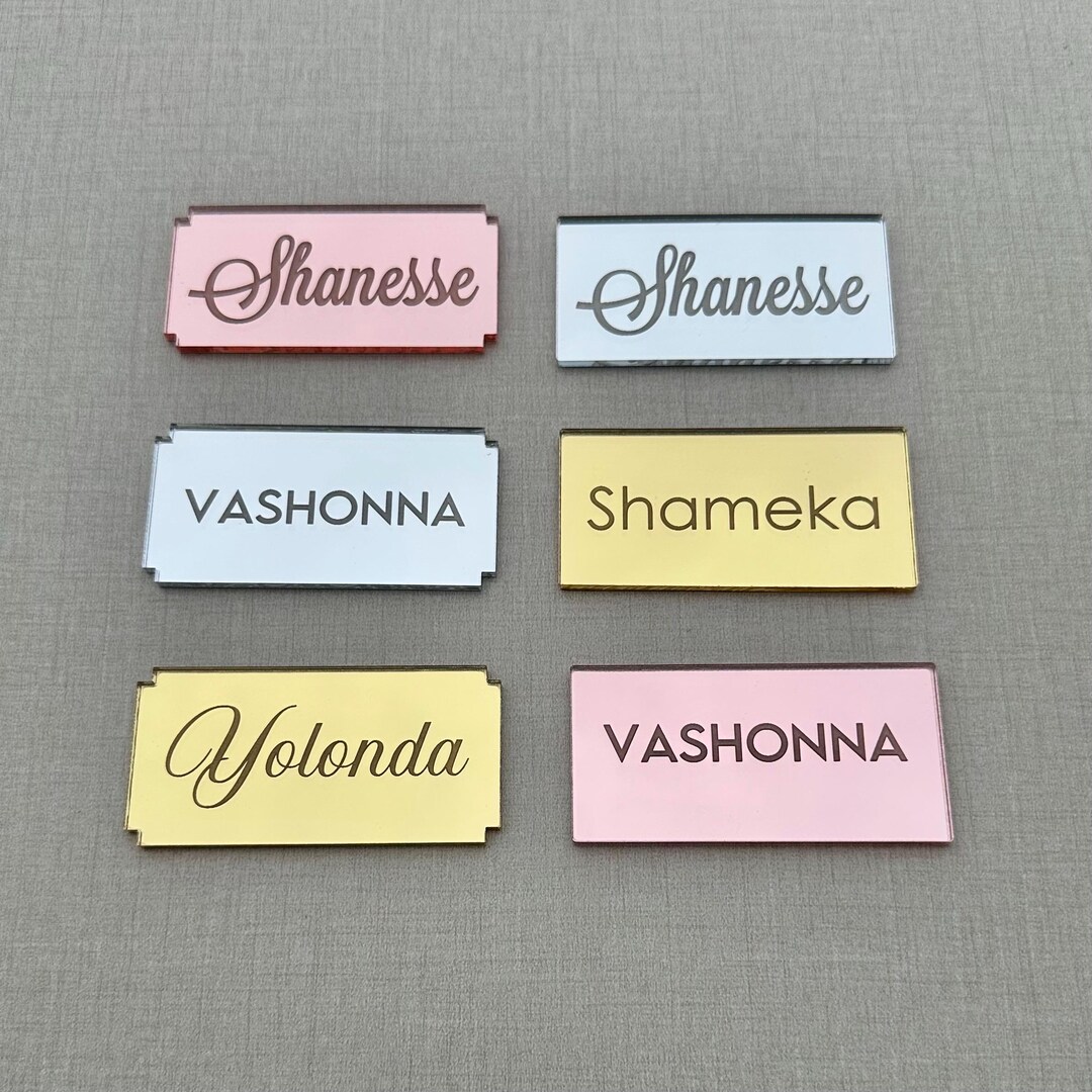 Acrylic Nameplates Cards | Custom Name Place Cards | Mirrored Name ...