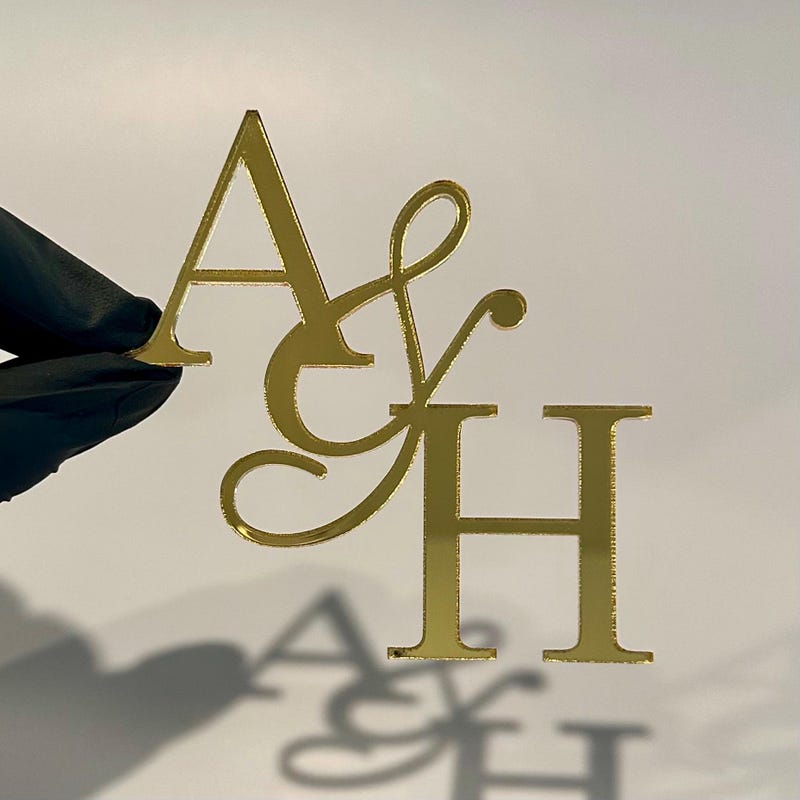 Gold Acrylic Initial for Cake - Etsy