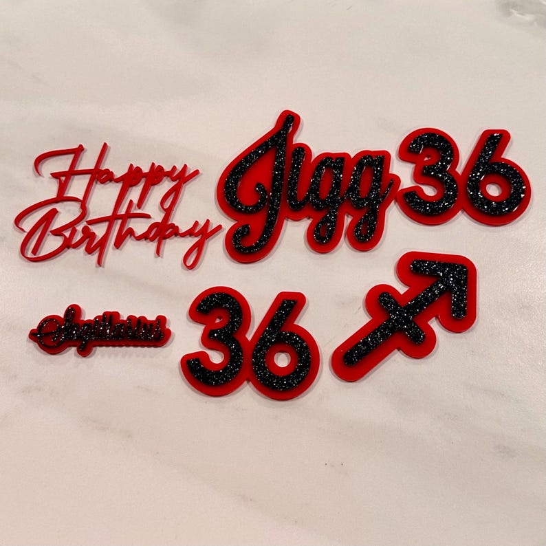 Acrylic Bento Box Cupcake Toppers Bundle | HBD Cake Charm | Double ...