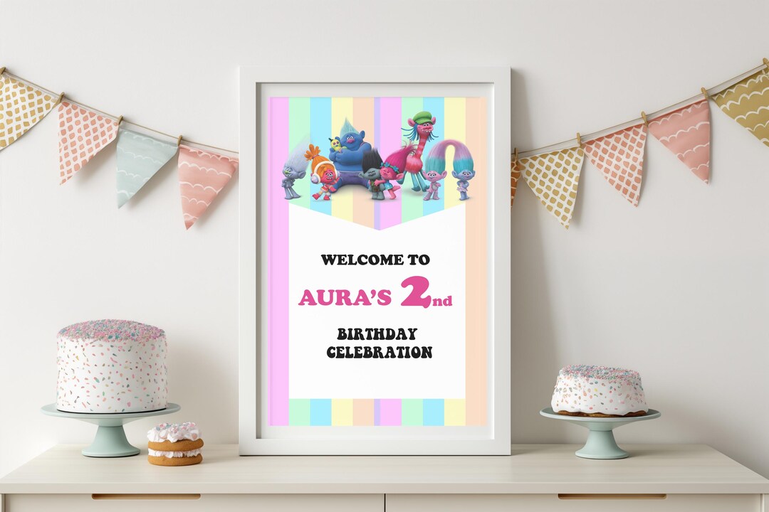 Trolls Birthday Party Bundle, Trolls Welcome Sign, Trolls Birthday ...