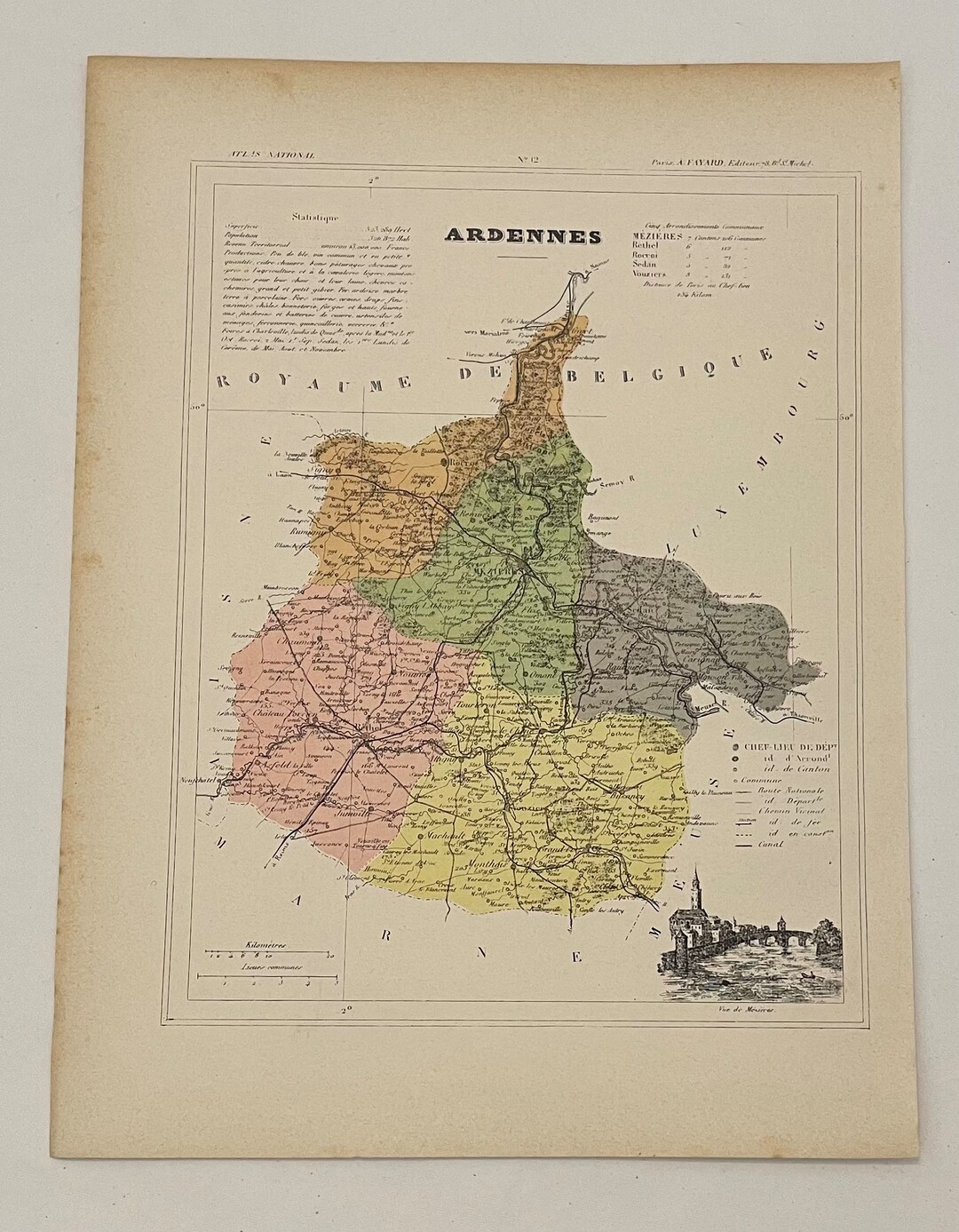 Map of the Ardennes 1896 - Etsy