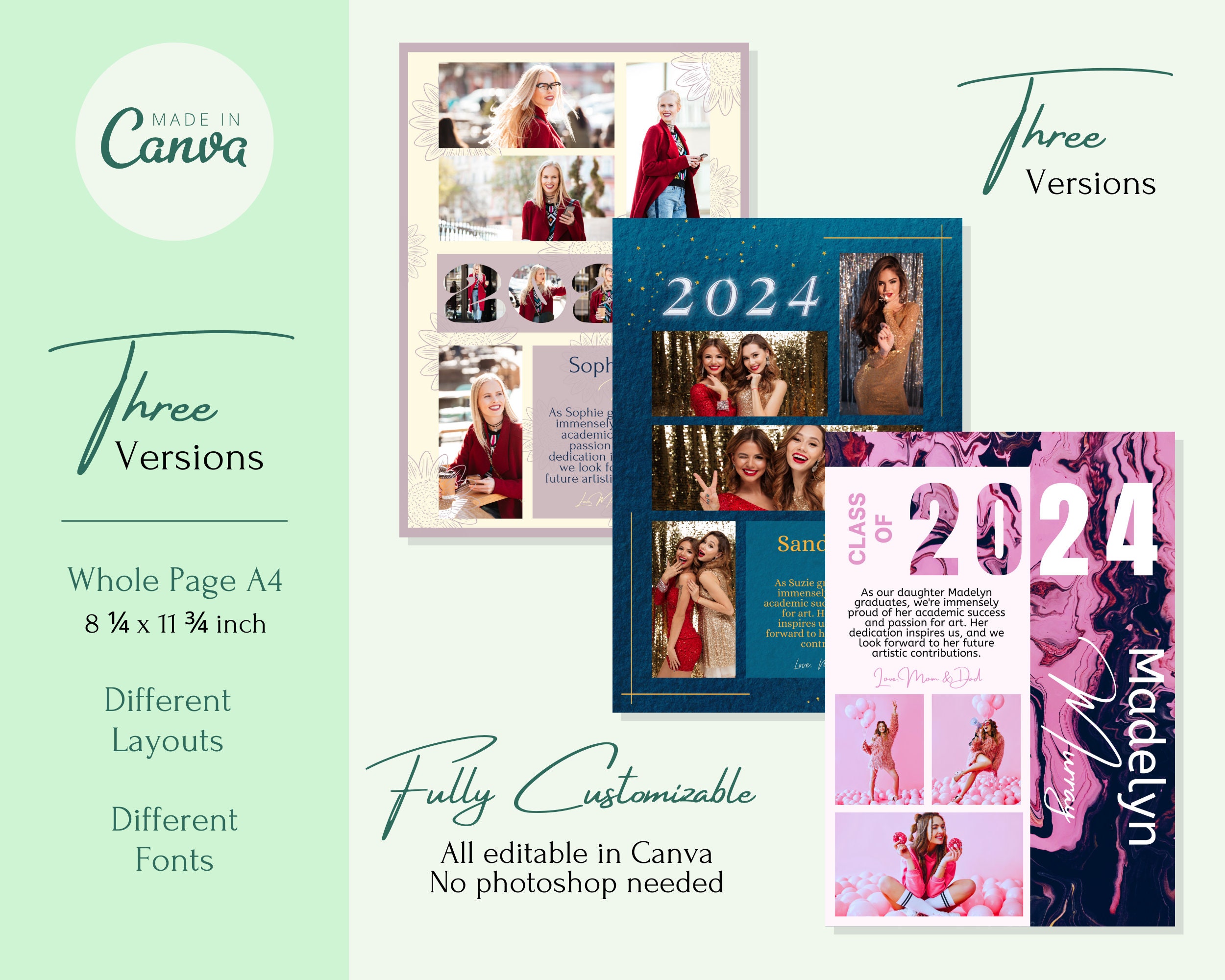 Editable Senior Yearbook Ad Template Customizable High School Yearbook ...