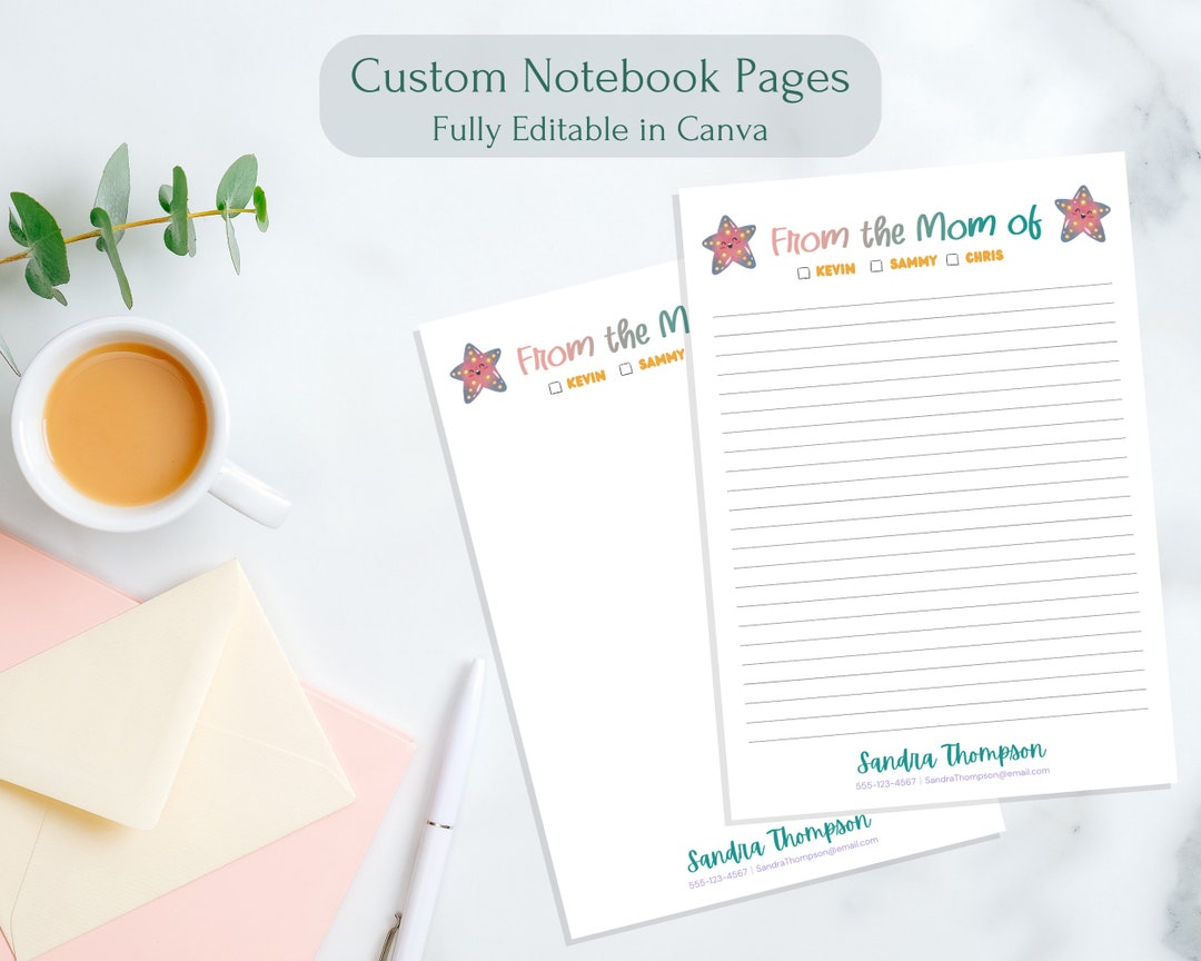 Printable Personalized Notepad Mom Editable Note to Teacher With Kids ...