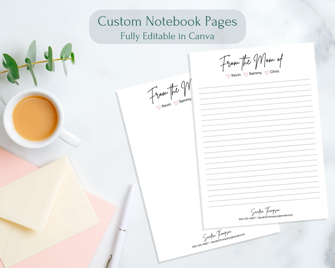 Printable Personalized Notepad Mom Editable Note to Teacher With Kids ...