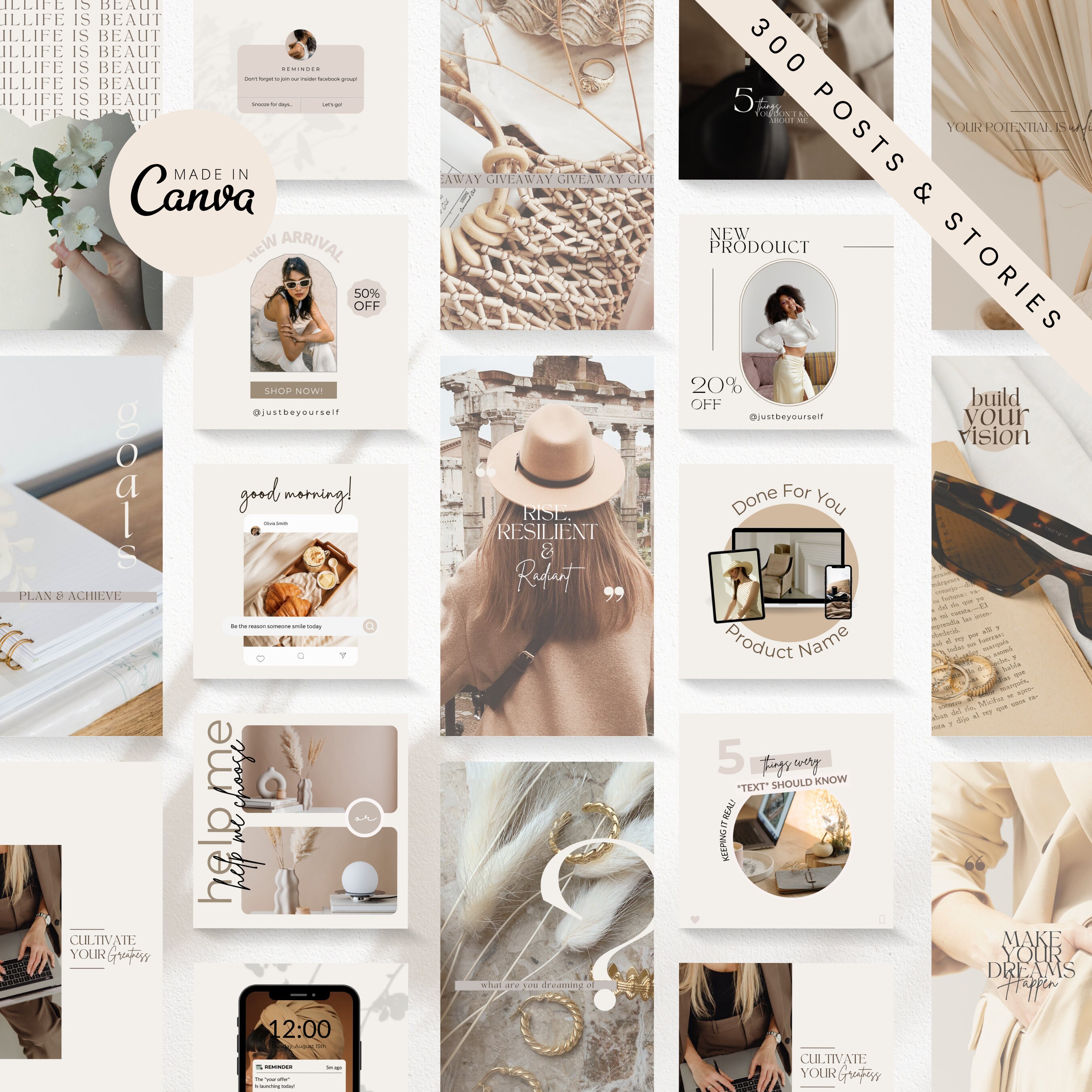 Minimalist Faceless Instagram Template Aesthetic Social Media Post ...