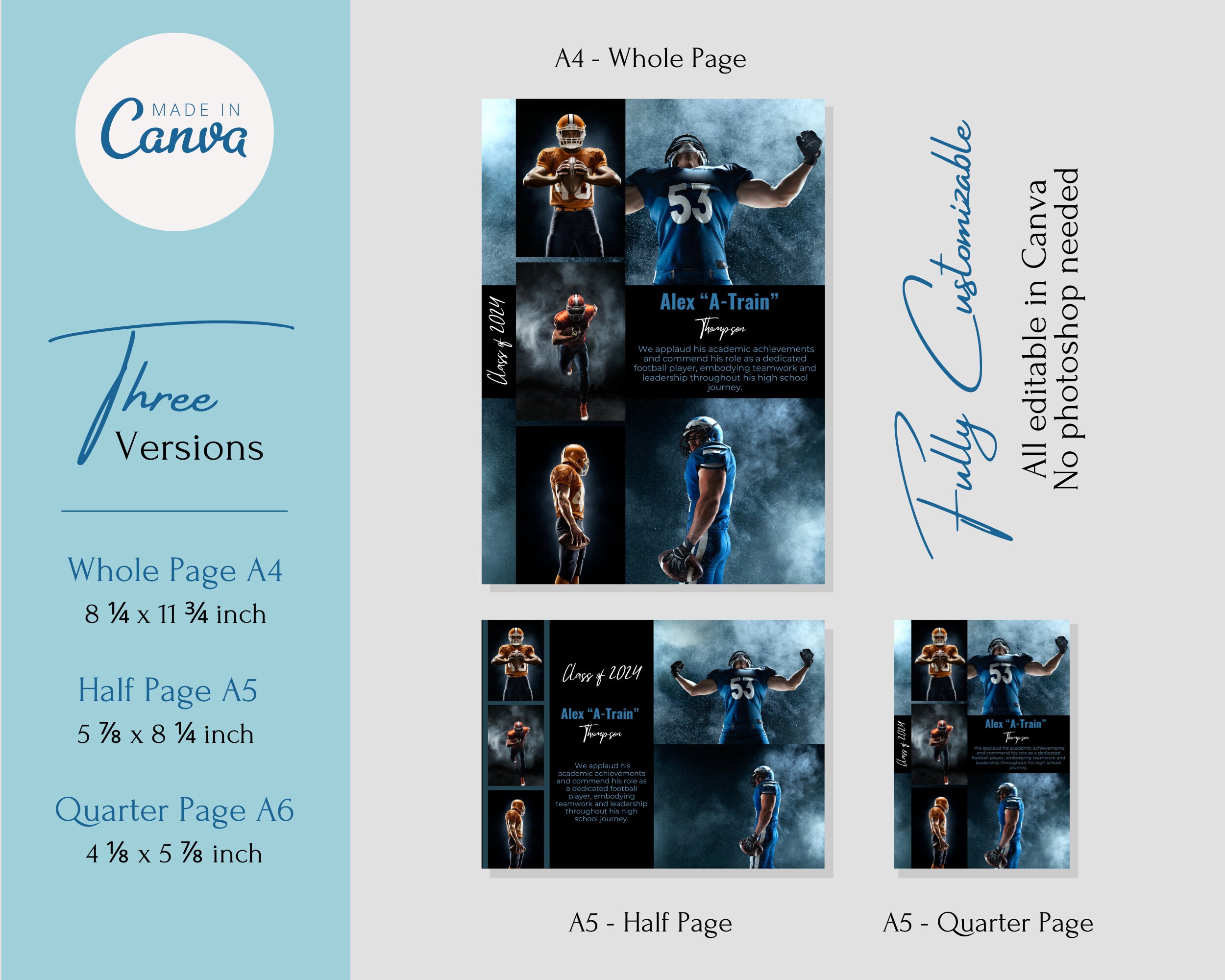 Editable Senior Yearbook Ad Template Customizable Quarter Half Full ...