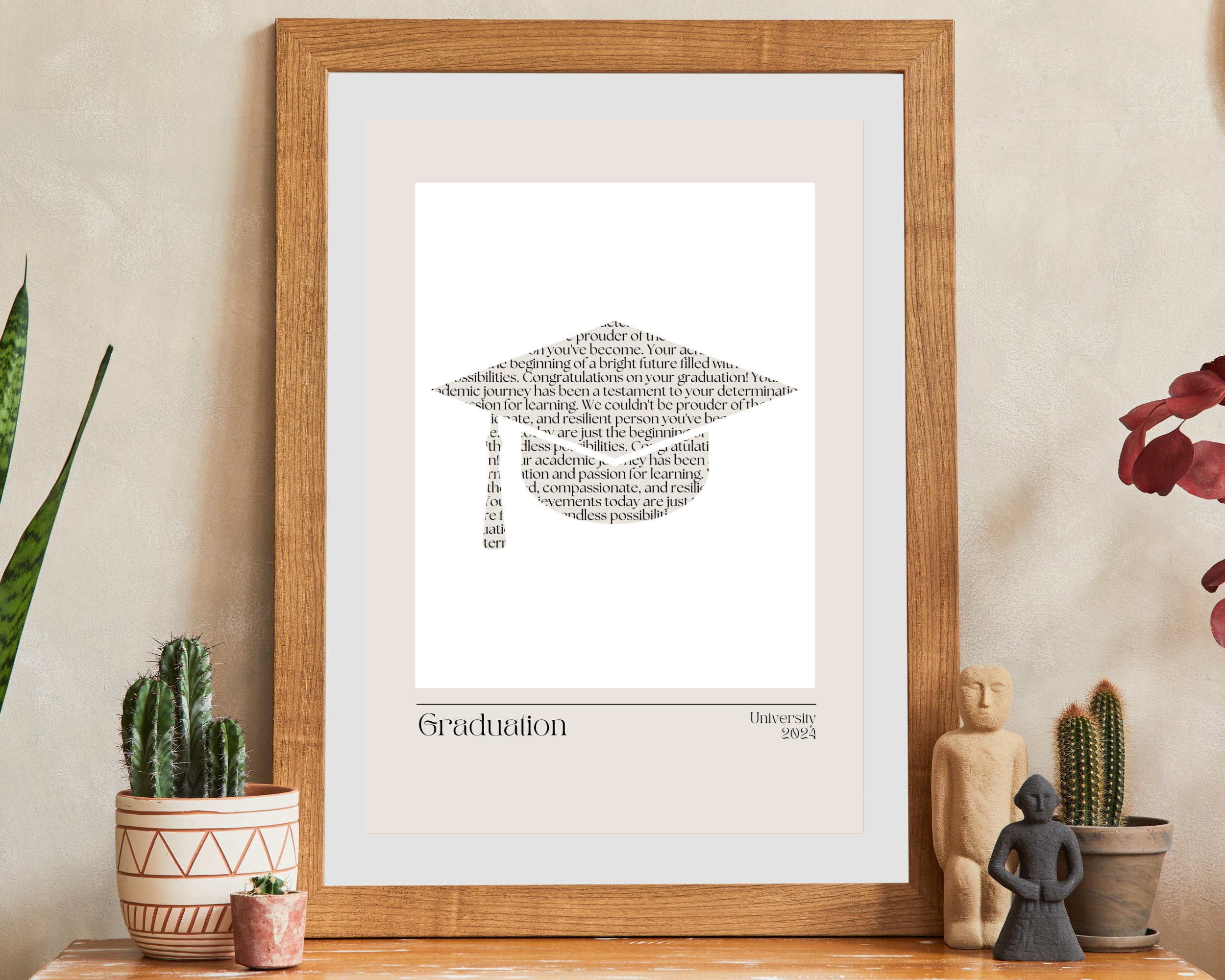 Minimalist Wall Art Graduation Gift University Ceremony Pastel Print ...