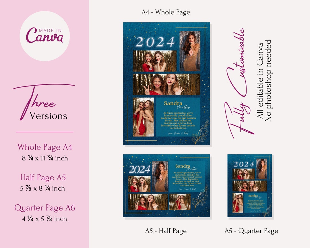 Editable Senior Yearbook Ad Template Customizable School Yearbook ...