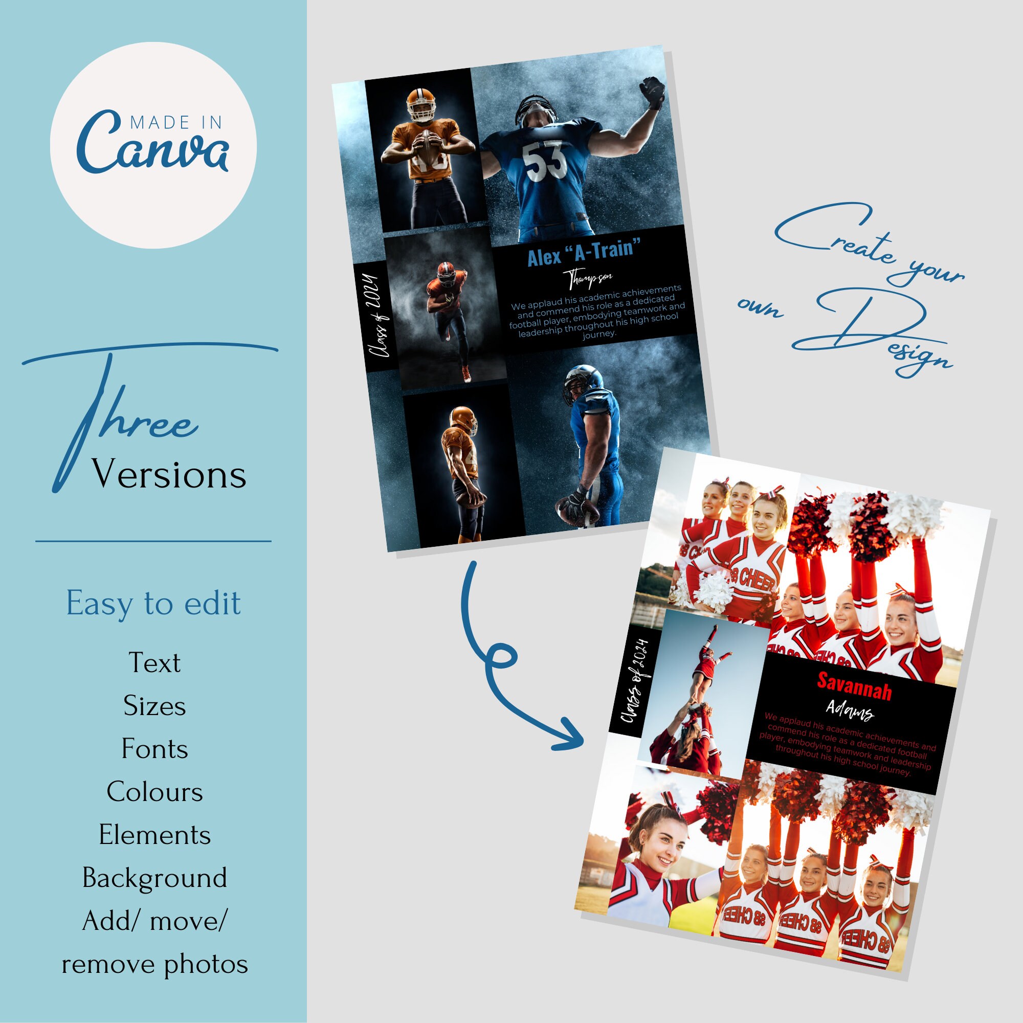 Editable Senior Yearbook Ad Template Customizable Quarter Half Full ...