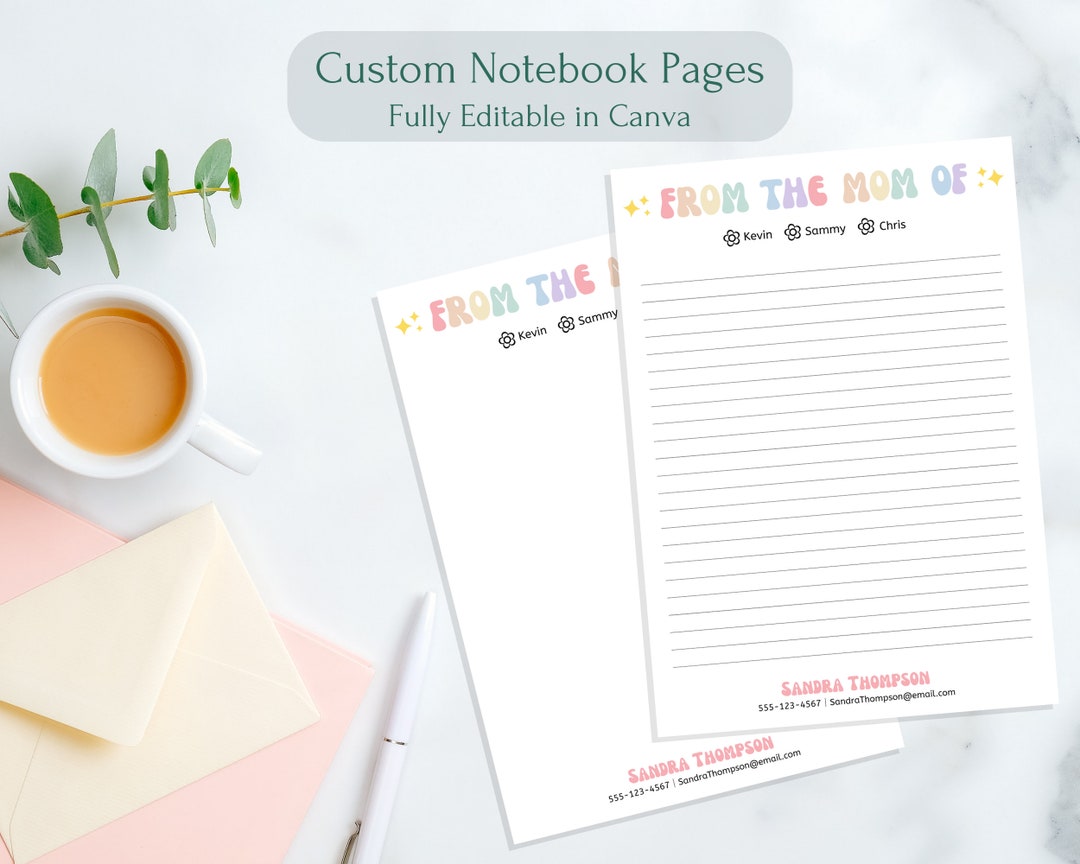 Printable Personalized Notepad Mom Editable Note to Teacher With Kids ...
