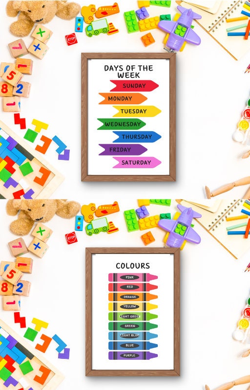 Kids Educational Poster, 50 Printables Poster for Classroom, Playroom ...