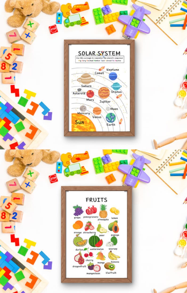Kids Educational Poster, 50 Printables Poster for Classroom, Playroom ...