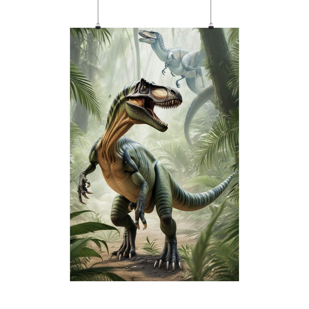 Matte Vertical Posters Dinosaur Art Kids Safari Decor Jurassic Jungle ...