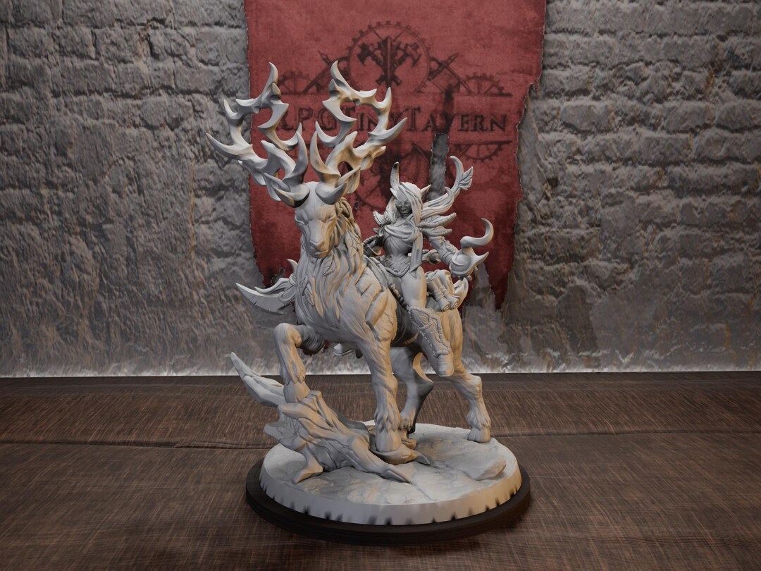 Winter Elf Mount Reindeer Miniature RPG Figure for Dungeons and Dragons ...