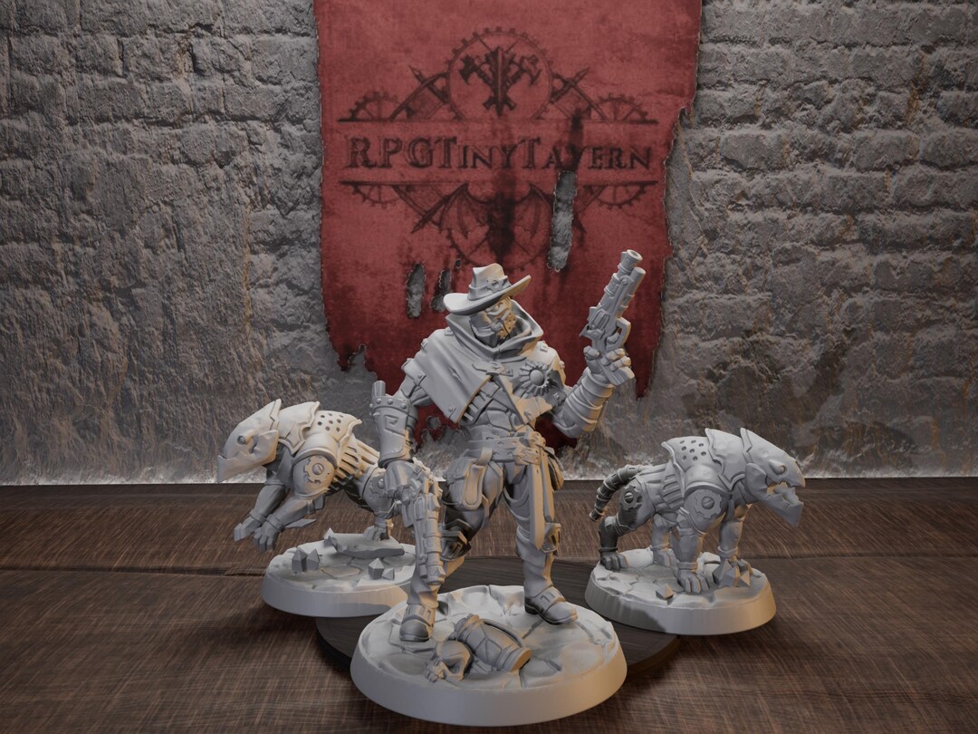 Cowboy Miniatur DnD Golem mit Pistolen und Haustieren Dungeons and ...