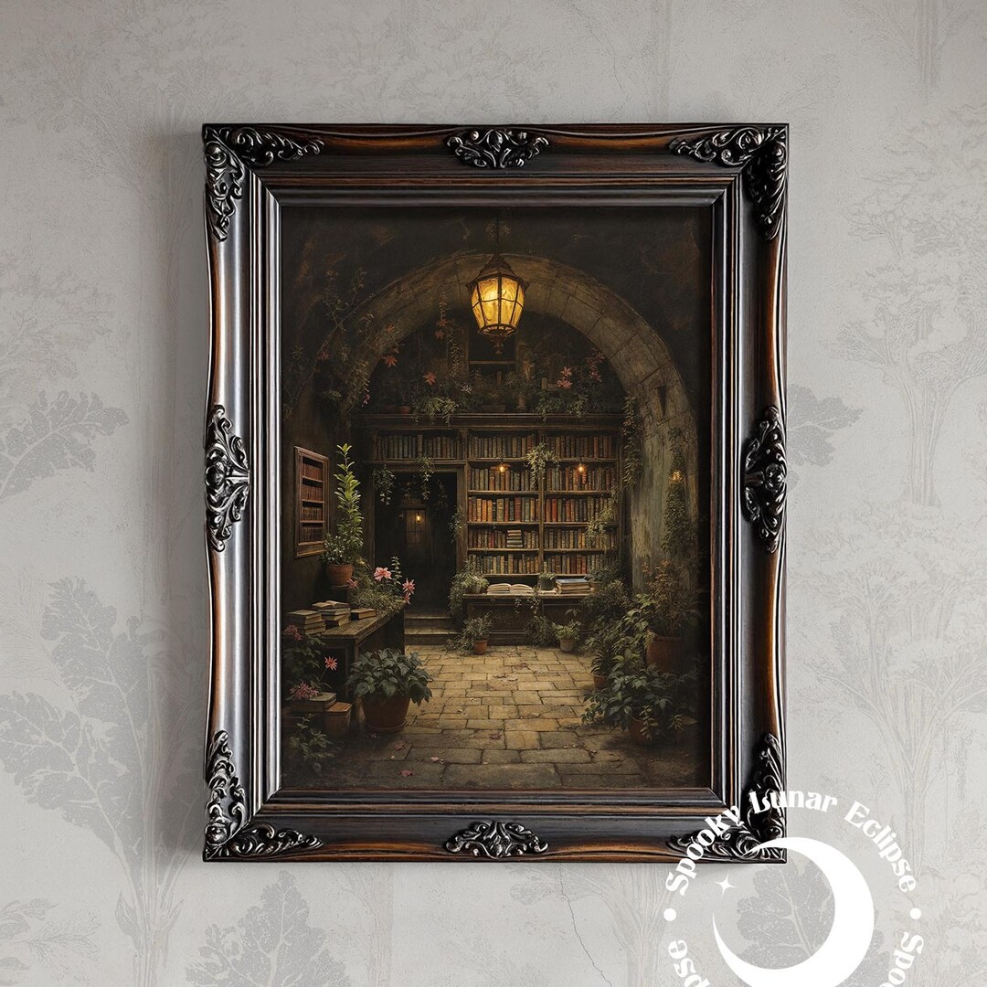 Magic Fantasy Library Print Art Fairytale Vintage Paint Reading Nook ...