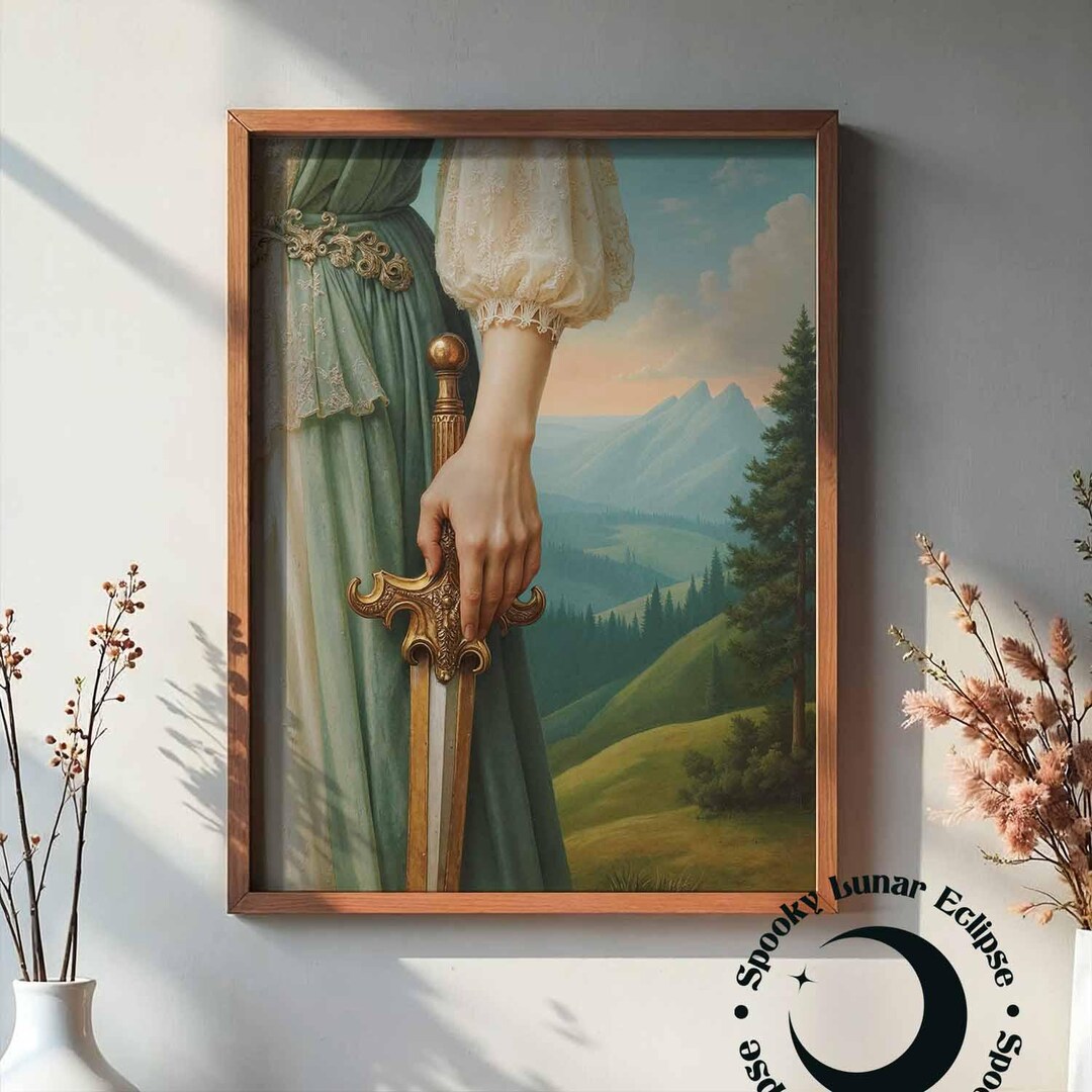 Brave Woman With Sword Art Print, Gothic Renaissance Oil Paint ...