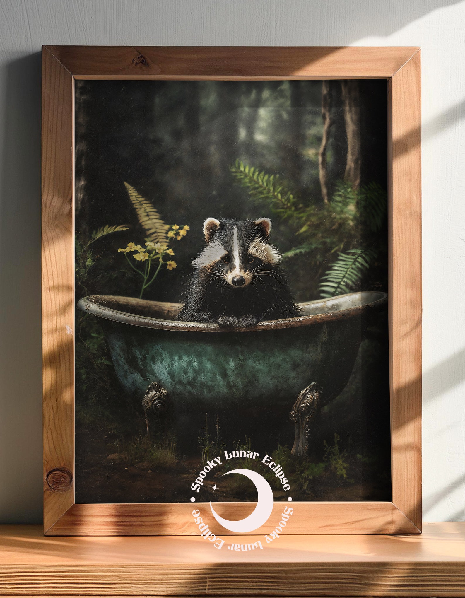Vintage Skunk Art for Bathroom, Animals in a Bathtub, Dark Academia ...