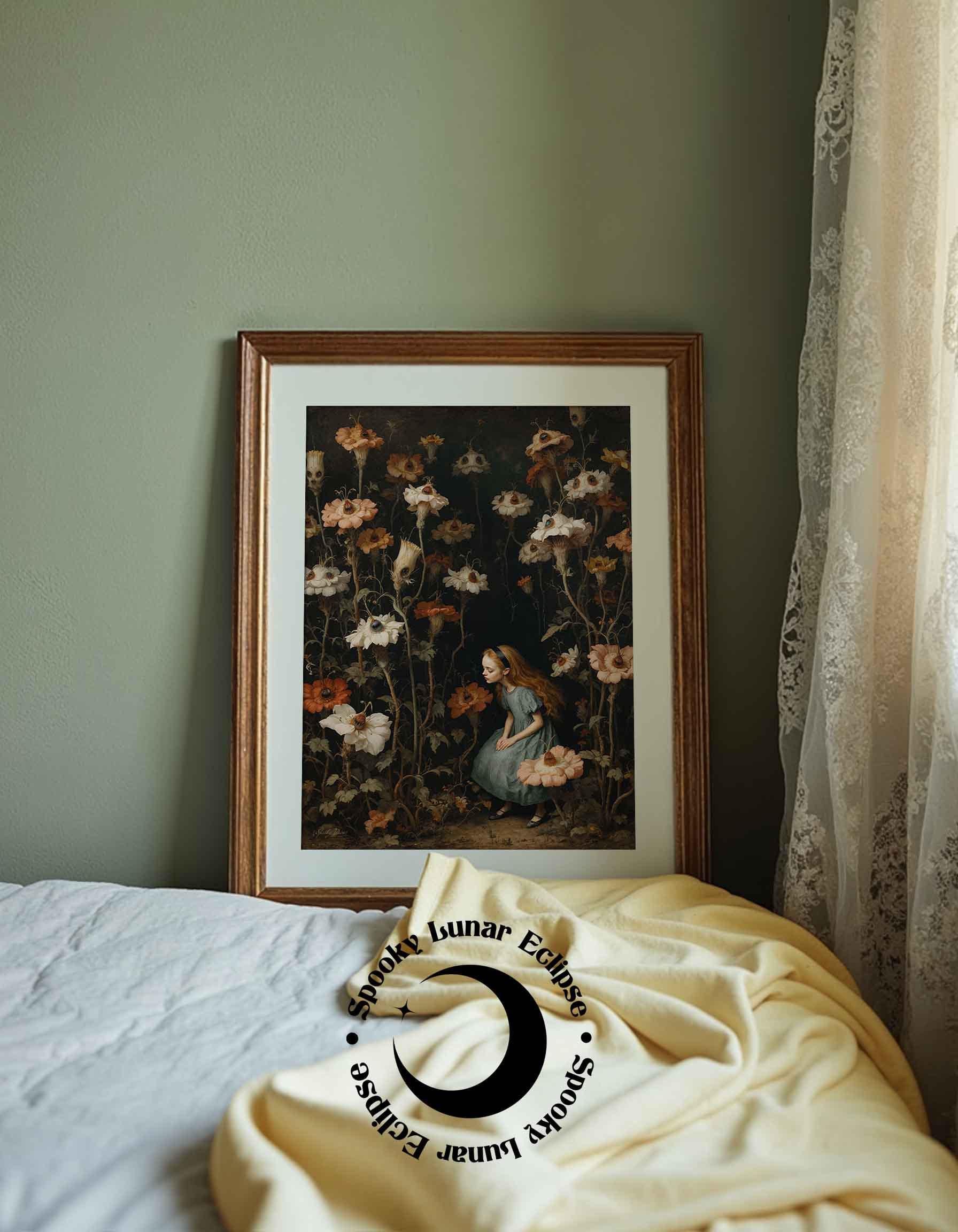 Alice in Wonderland Among Evil Flowers Print Art Botanic Dark Academia ...