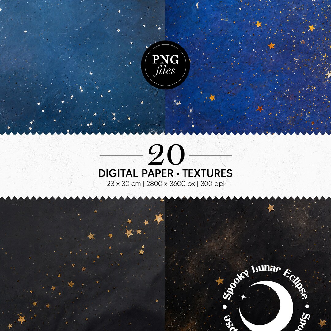 20 Distressed Digital Paper, Grunge Textures Starry Sky, Decoupage ...