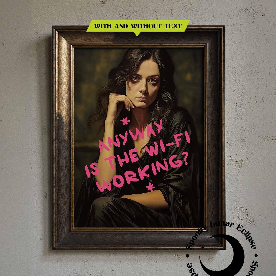 Bored Gothic Lady Art Print Humor Home Decor Wifi Poster Victorian Dark ...