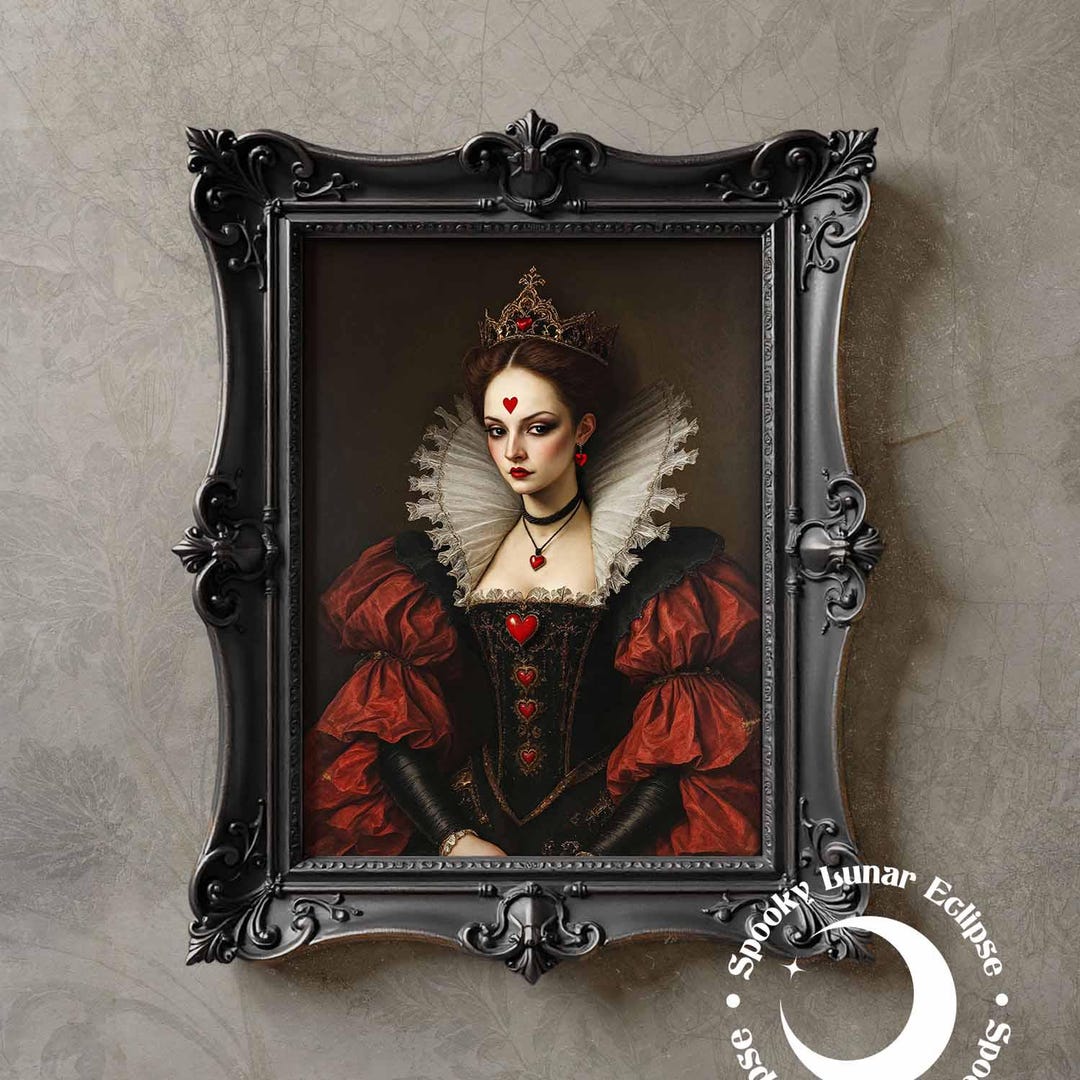 Gothic Queen of Hearts Print Art Alice in Wonderland Paint Villains ...