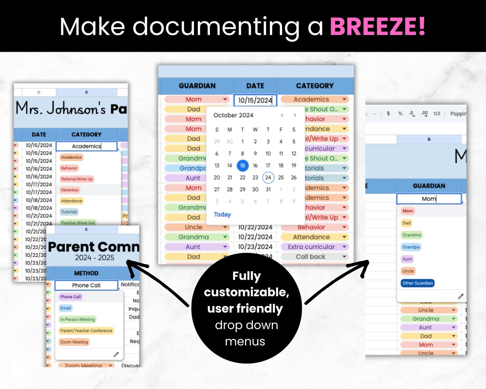 Digital Parent Communication Log for Teacher, Google Sheets Bookkeeping ...