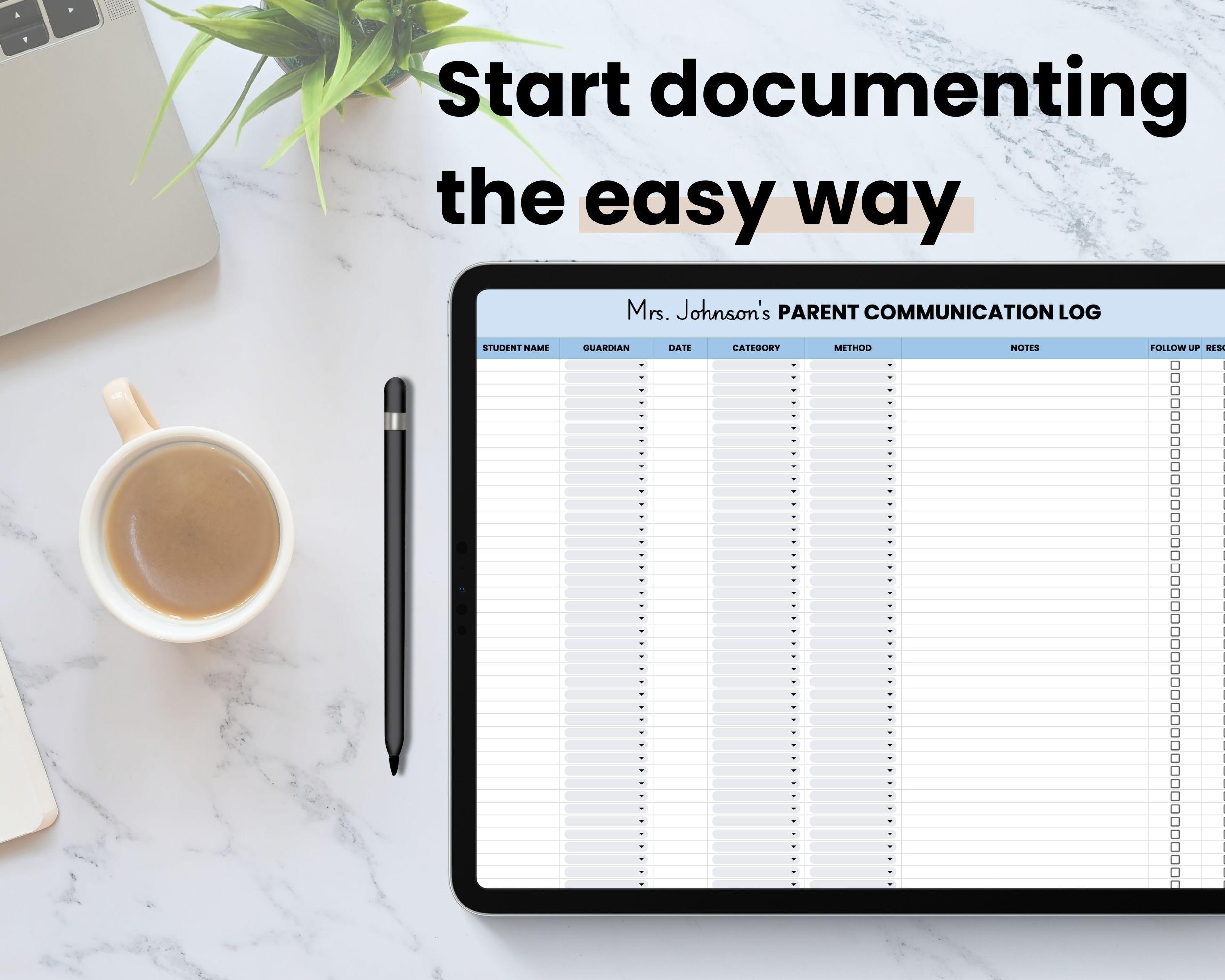 Digital Parent Communication Log for Teacher, Google Sheets Bookkeeping ...