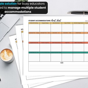 Student Accommodations Cheat Sheet for Teacher, IEP and 504 Tracker for ...