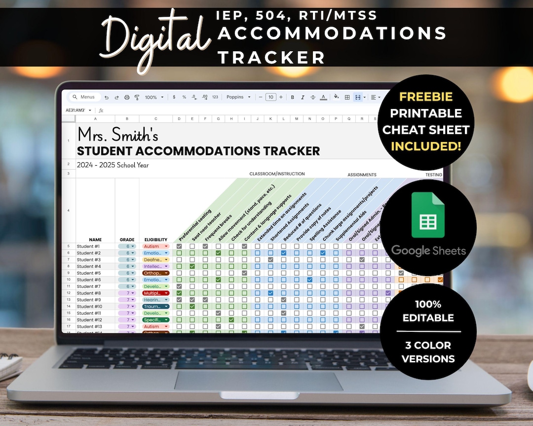 Digital Accommodation Tracker, Teacher Resource for Student Data ...
