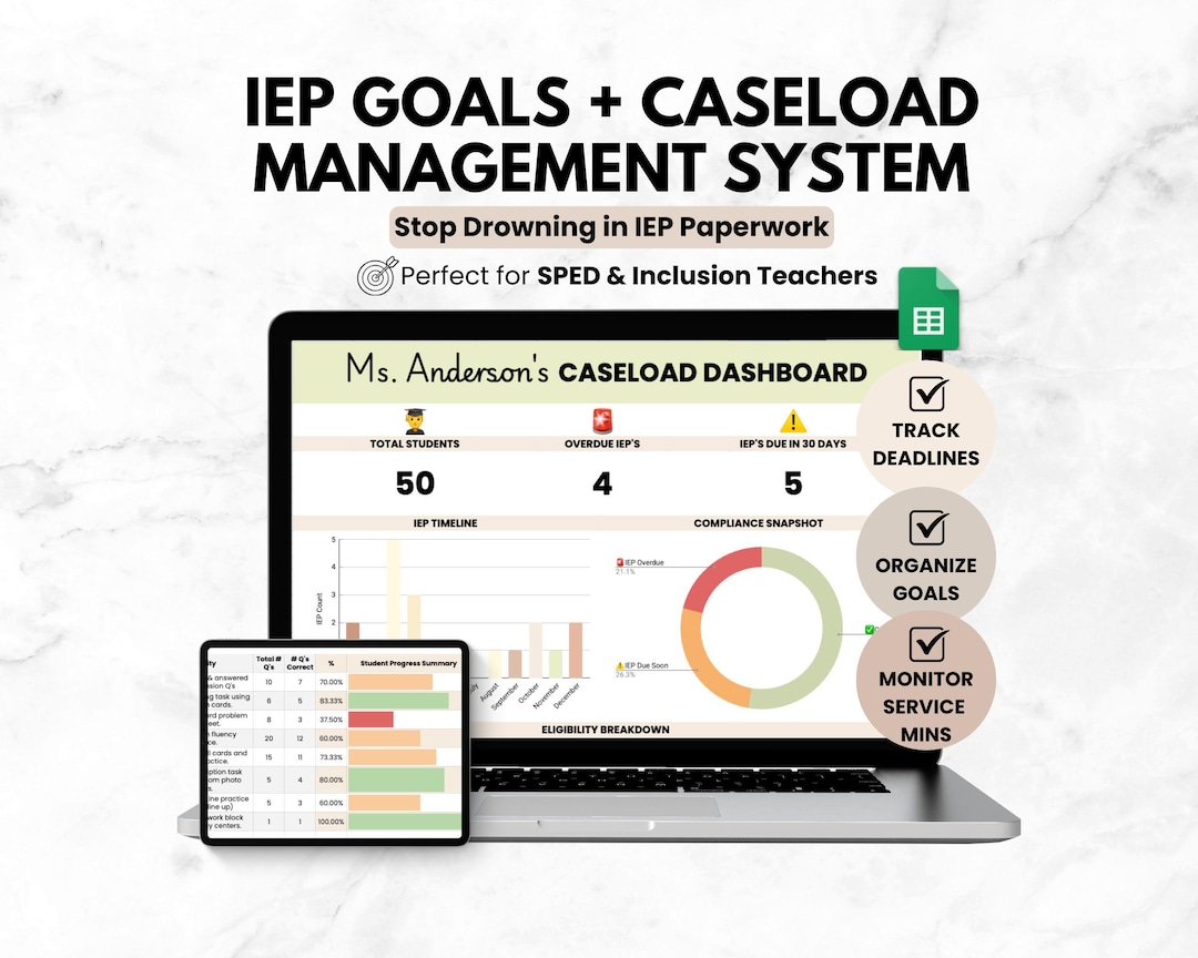IEP Goals & Caseload Tracker Google Sheet, SPED Teacher Data Tracker ...