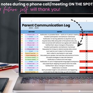 Digital Parent Communication Log for Teacher, Google Sheets Bookkeeping ...