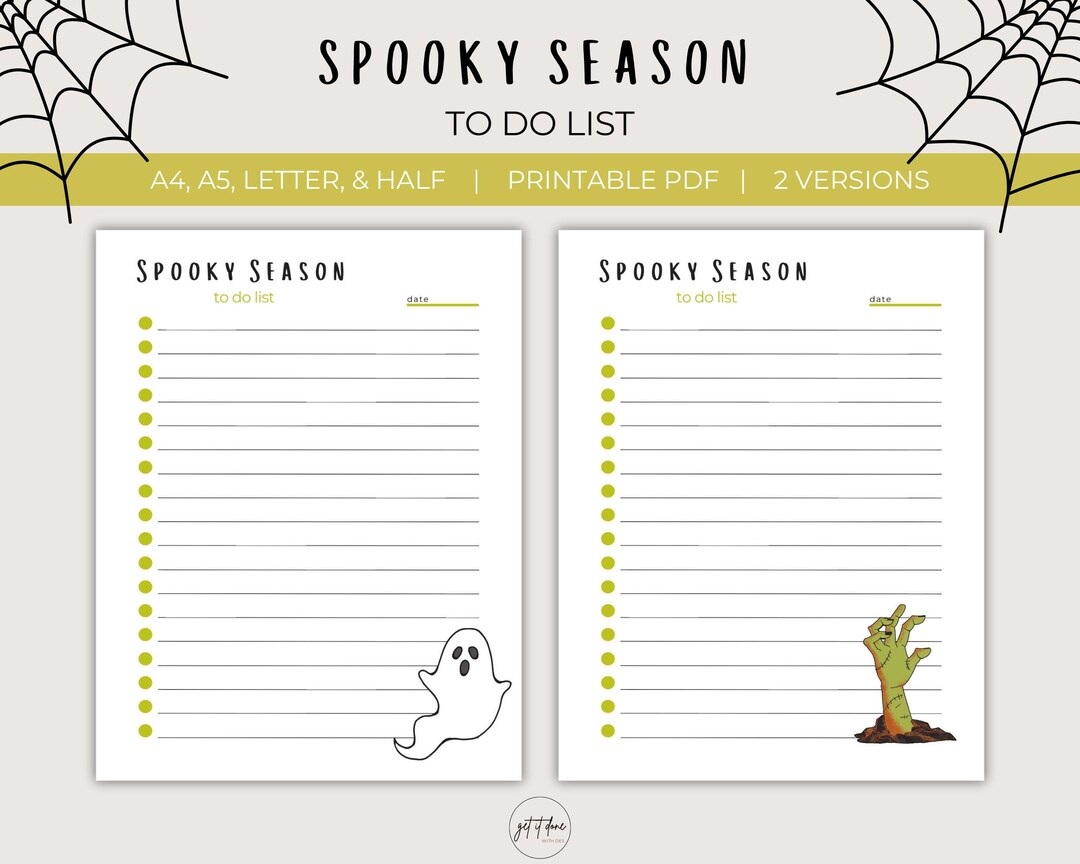 Halloween Themed to Do List Printable, Spooky Season Checklist, Fall ...