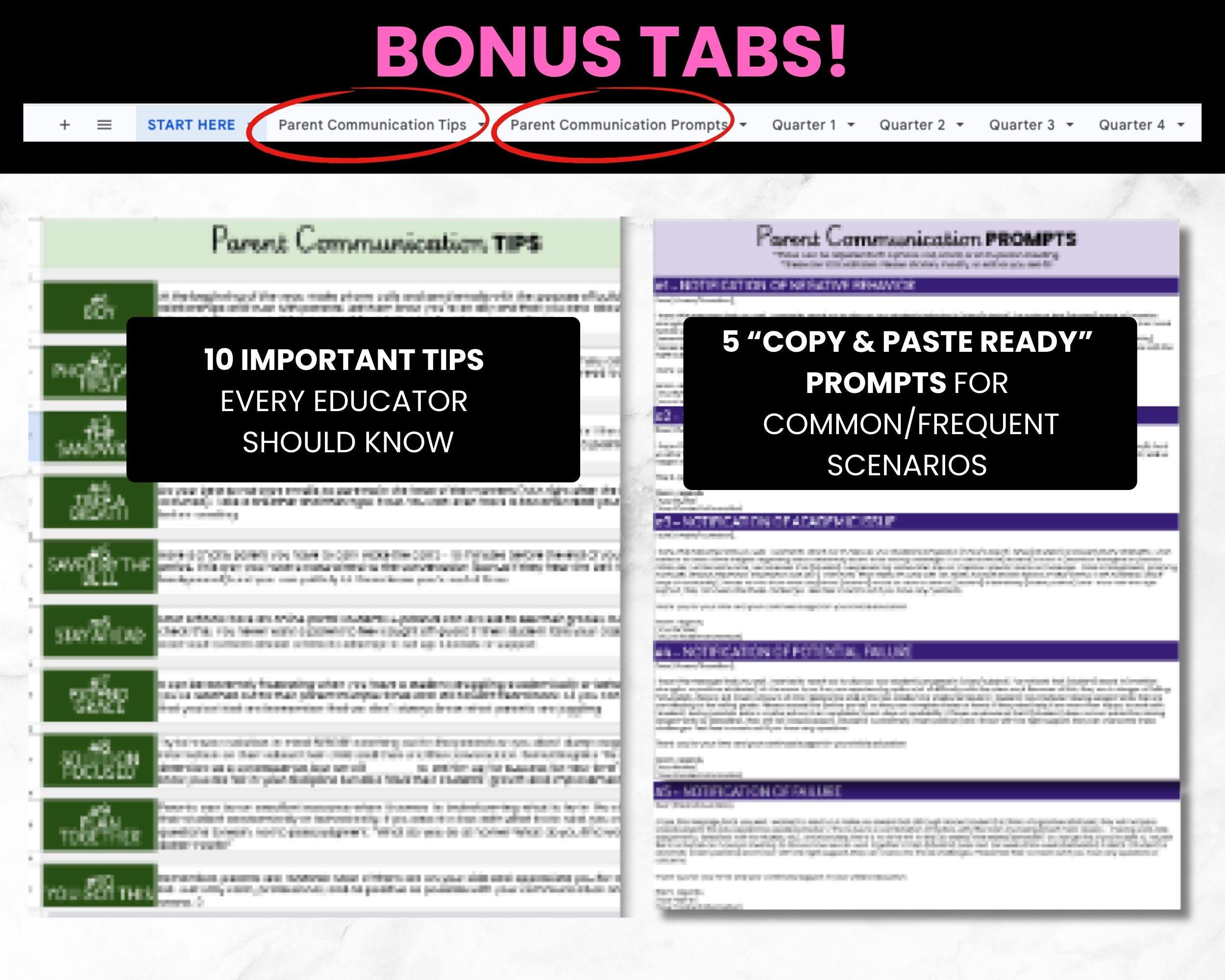 Digital Parent Communication Log for Teacher, Google Sheets Bookkeeping ...