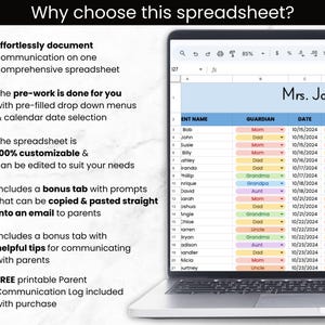 Digital Parent Communication Log for Teacher, Google Sheets Bookkeeping ...