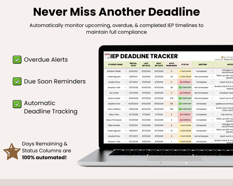 IEP Goals & Caseload Tracker Google Sheet, SPED Teacher Data Tracker ...