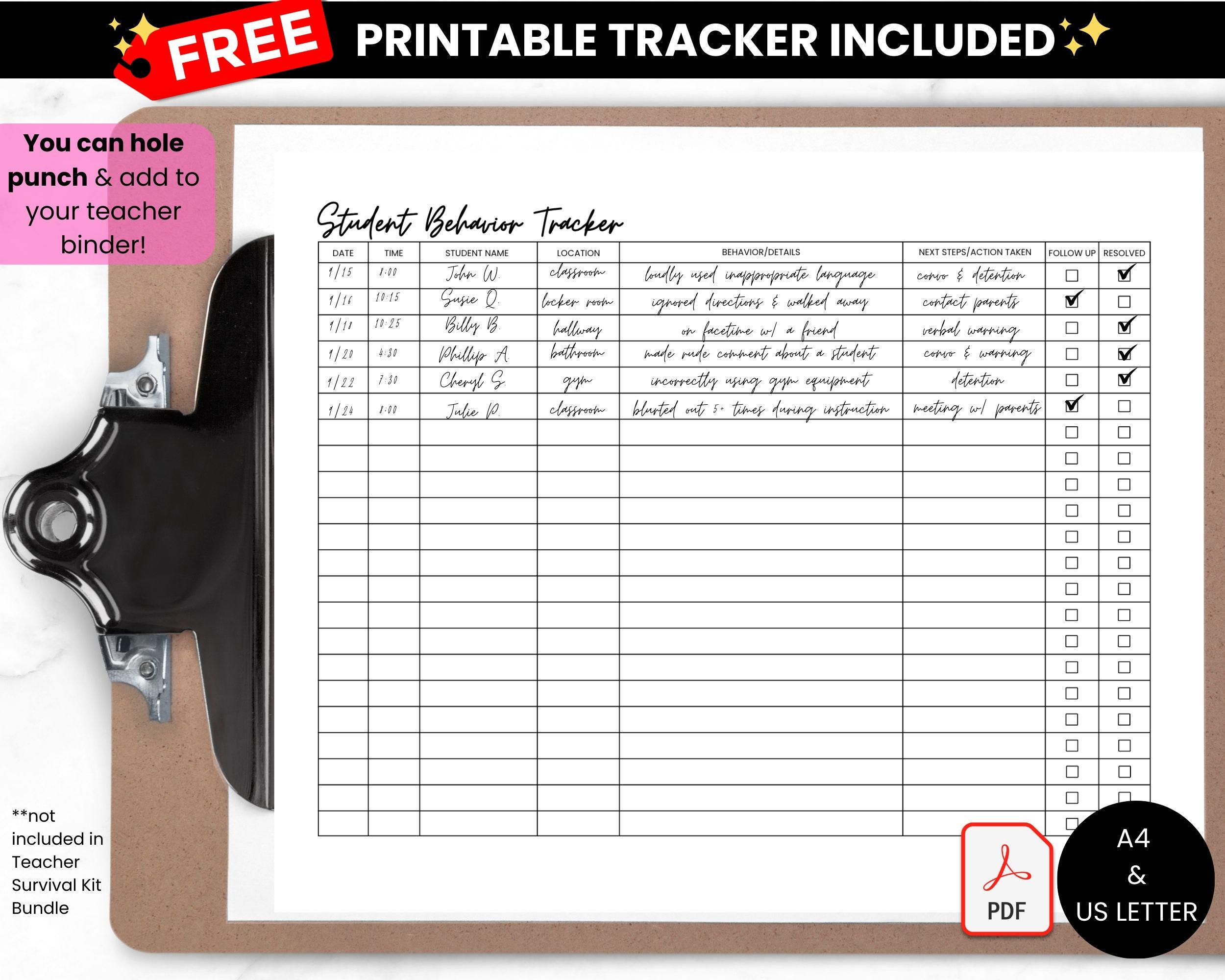 Digital Student Behavior Tracker for Teacher, Google Sheets Bookkeeping ...