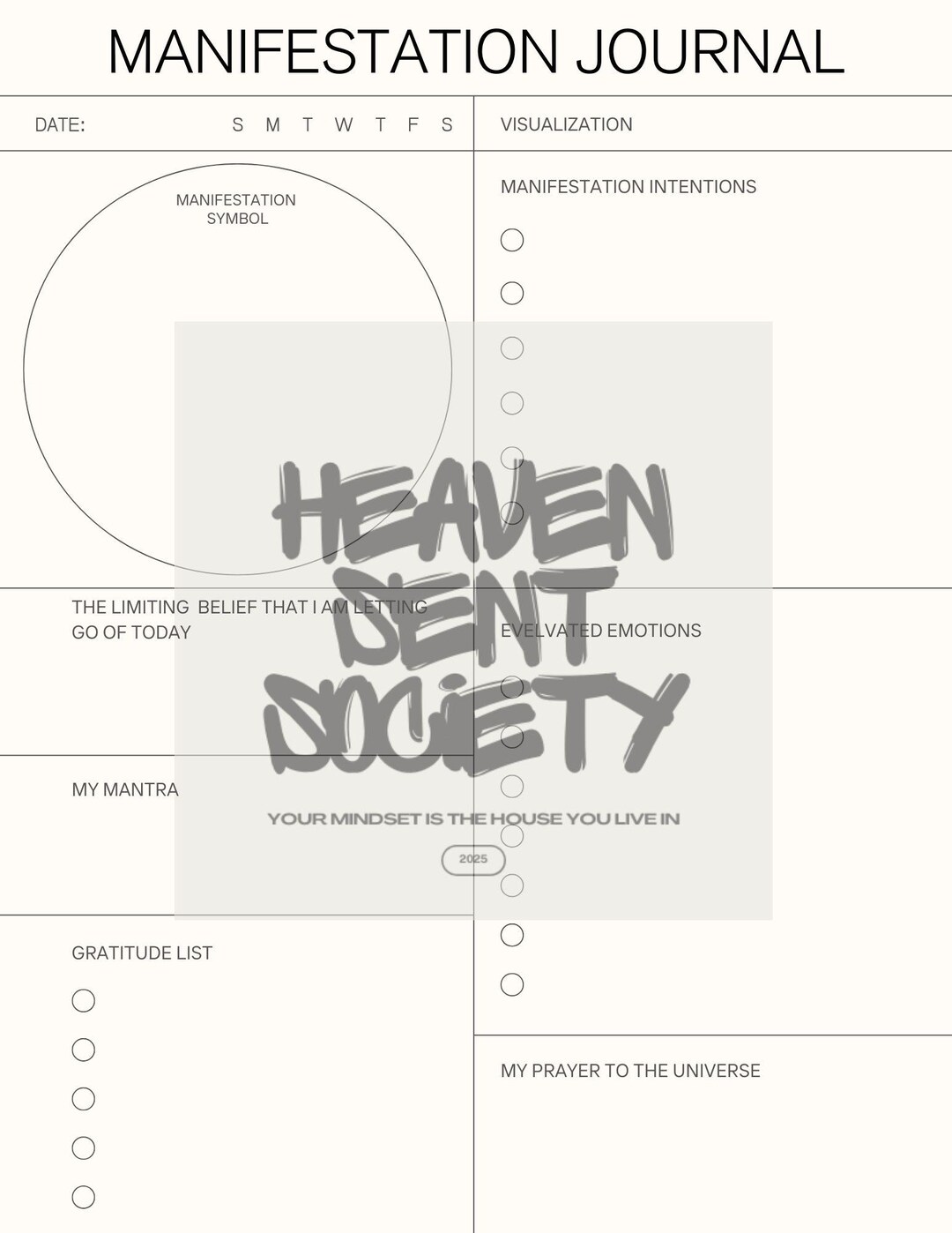 Printable Manifestation Journal Template - Etsy