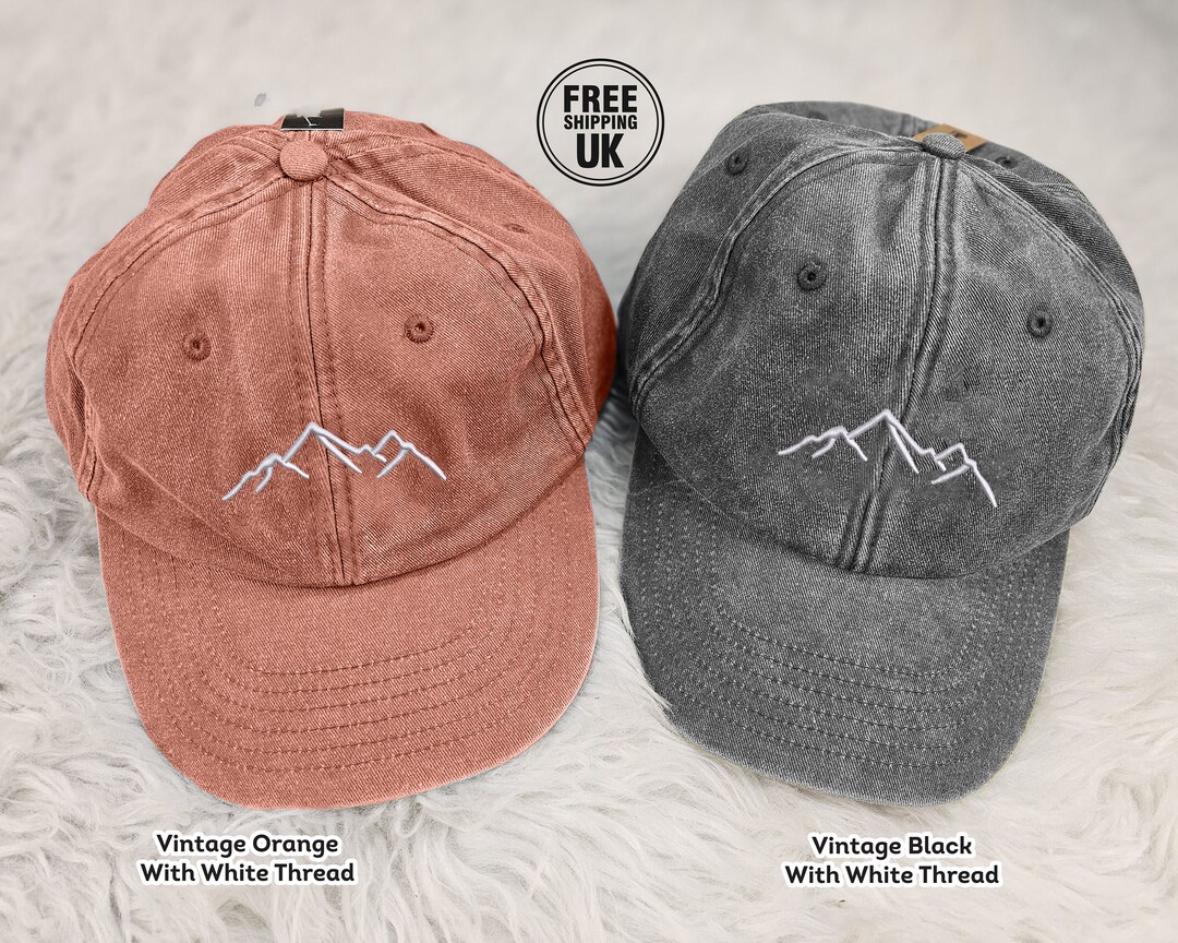 Embroidered Mountain Hill Design Baseball Cap, Vintage Style Unisex Cap ...