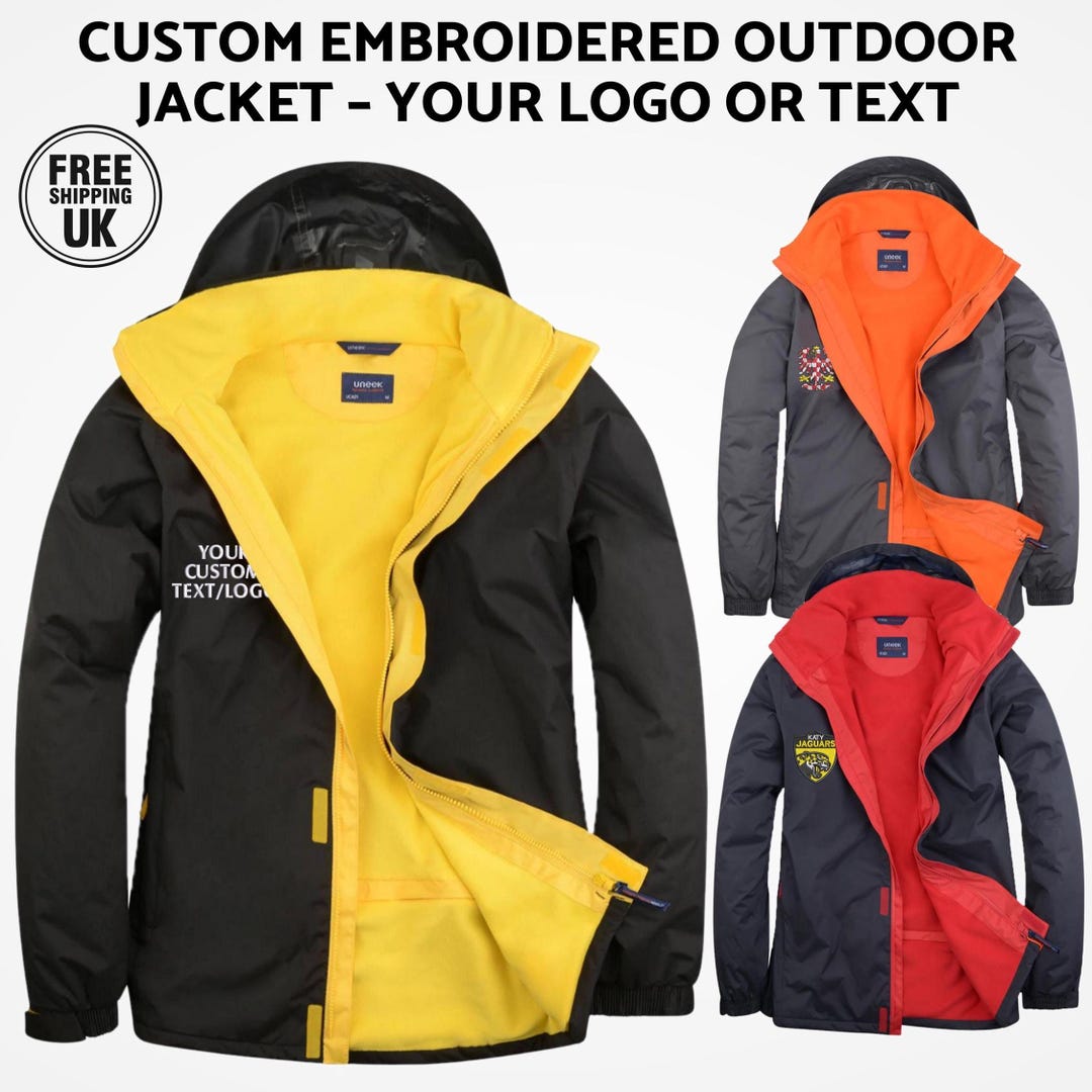 Personalised Text and Logo Monogram Jacket, Embroidered Designs Outdoor ...